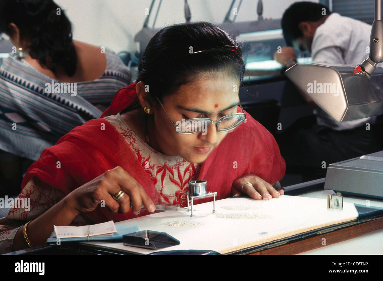 HMA 85193 : diamond sorting and grading by indian women working in ...