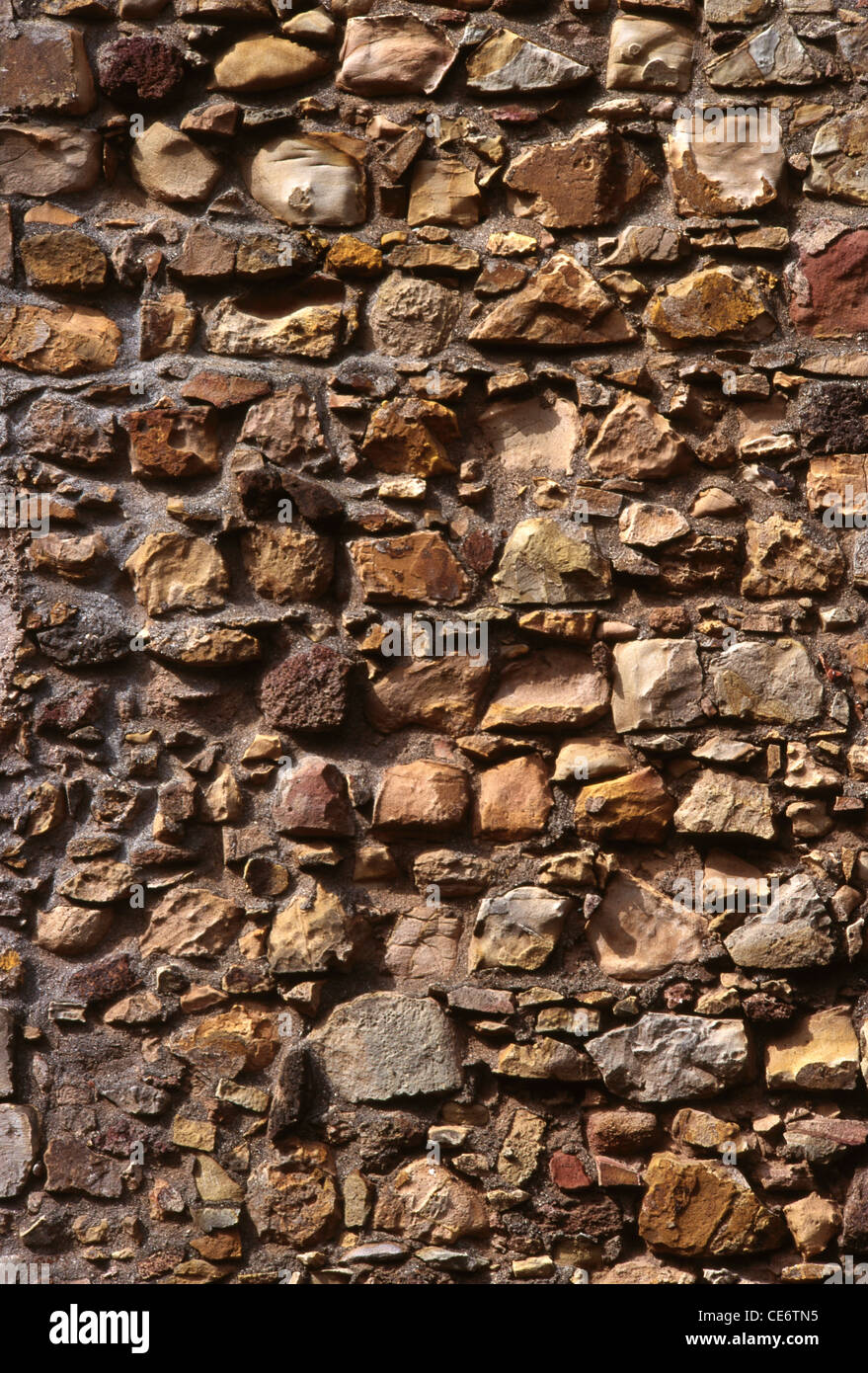 stone brick wall of bassein fort ; vasai ; Palghar district ; konkan ...