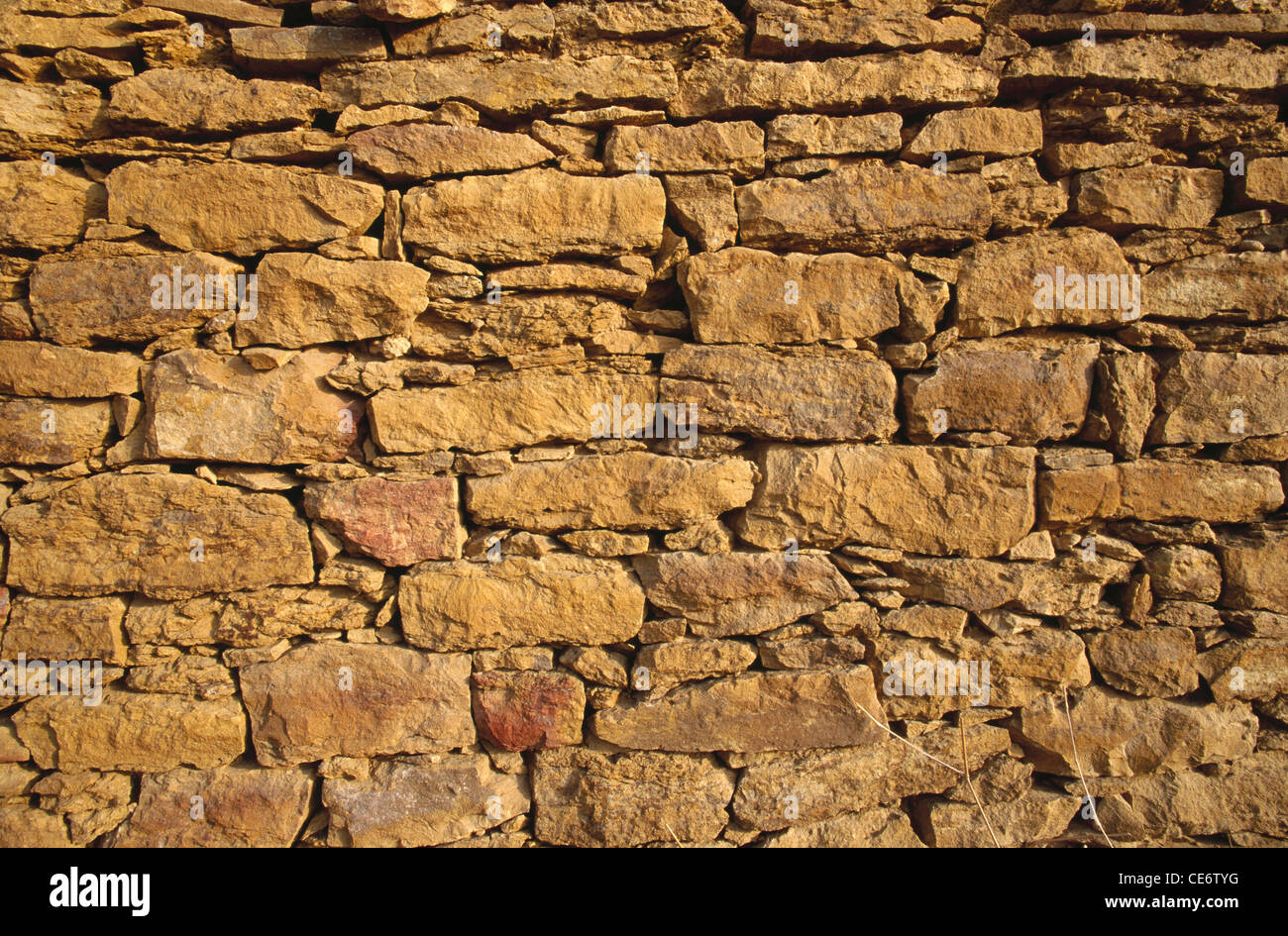 Stone wall of Kuldhara deserted abandoned village ; jaisalmer ...