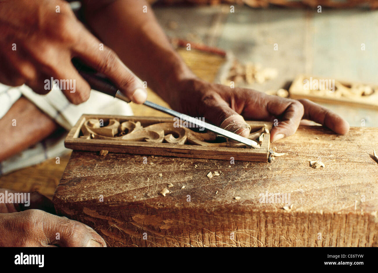 man wood carving india Stock Photo - Alamy