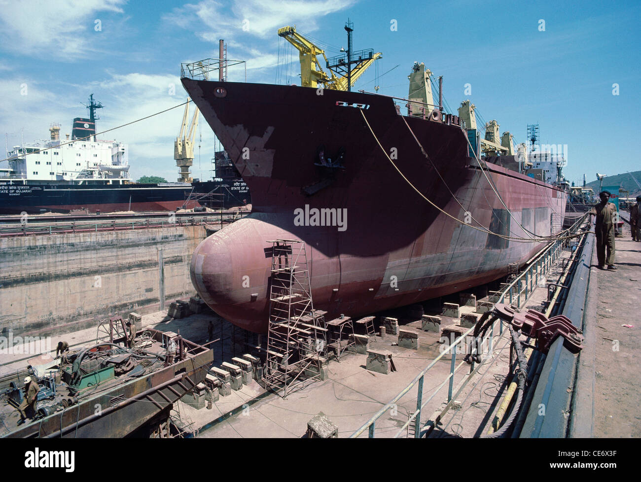 Ship repairing in dry dock ; visakhapatnam ; andhra pradesh ; india ...