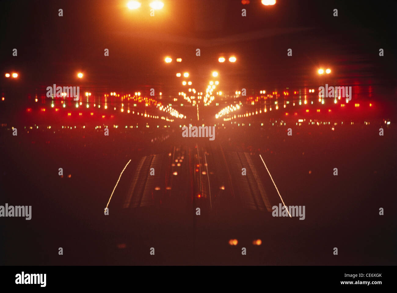 RJP 85418 : abstract view of airport aircraft plane runway at night ...