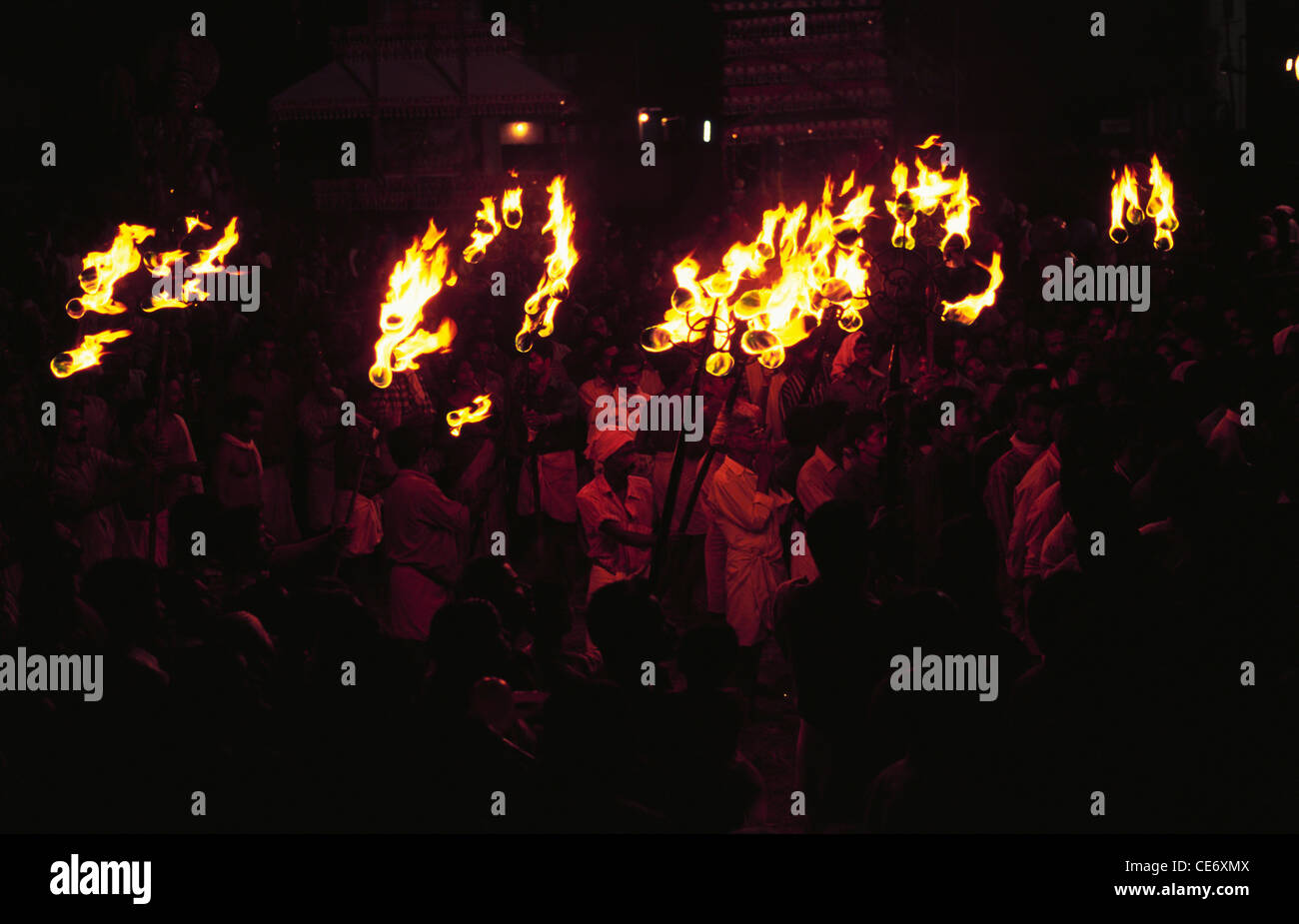 Men with fire torch ; kerala ; india ; asia Stock Photo - Alamy