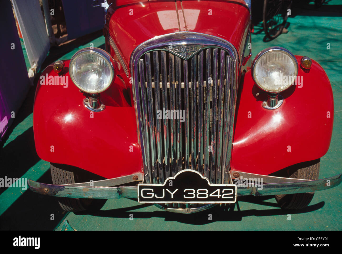 old antique red vintage car 1949 Stock Photo - Alamy