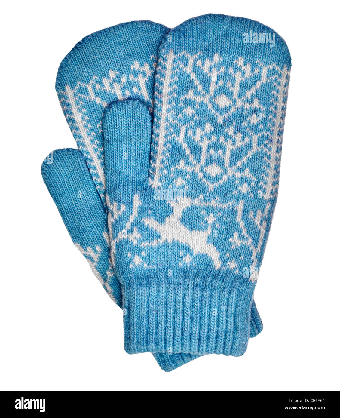 The old-fashioned knitted mittens isolated on white background Stock ...