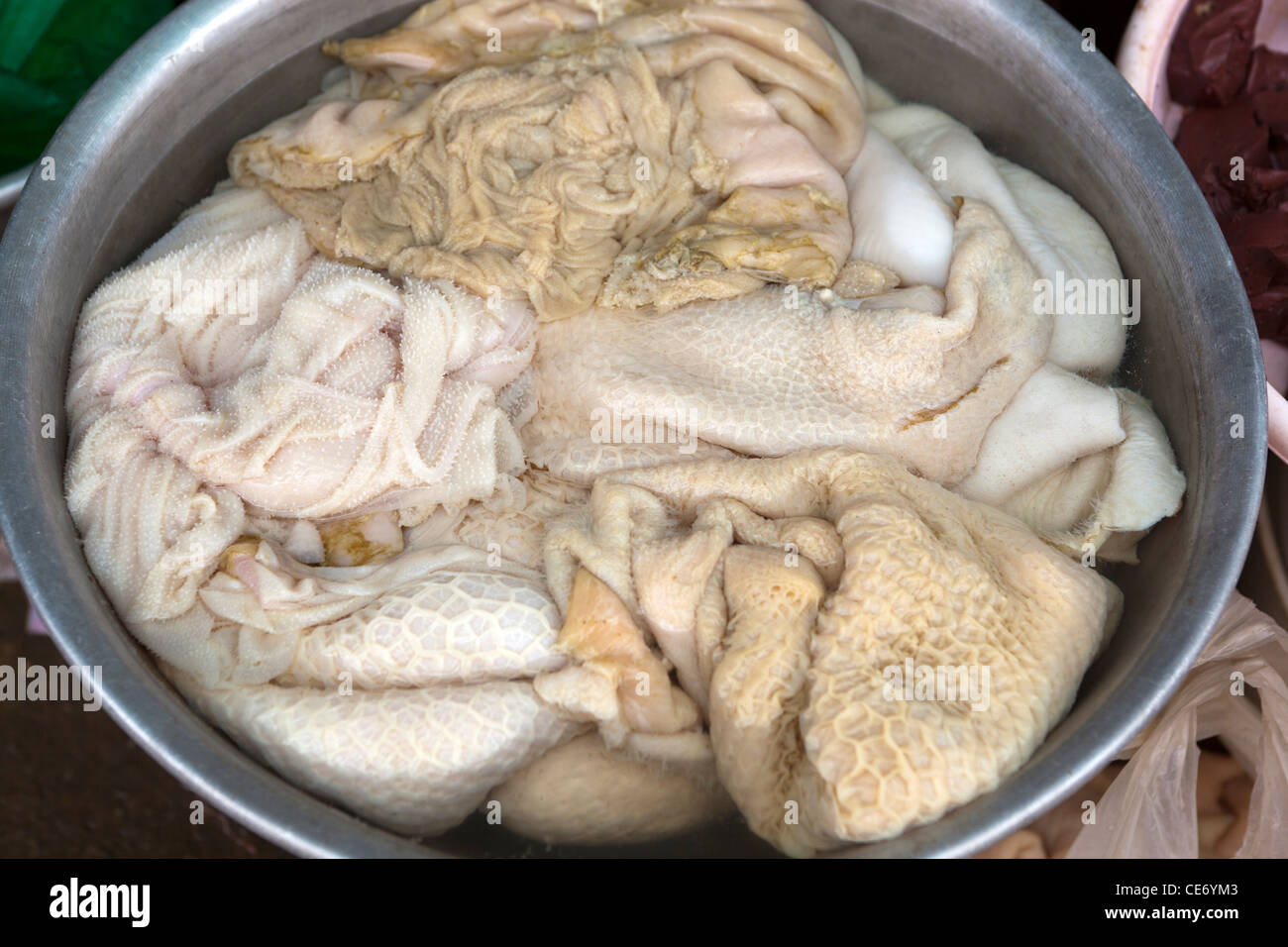 A bowl of fresh tripe meat on sale in Dalat Vietnam - An example of the ...