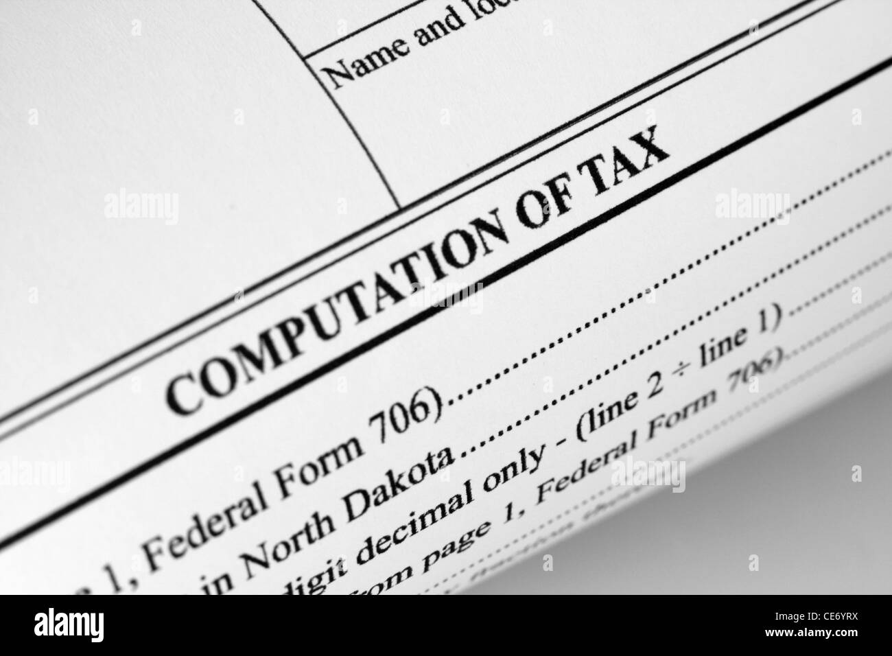Computation of Tax Form Stock Photo - Alamy