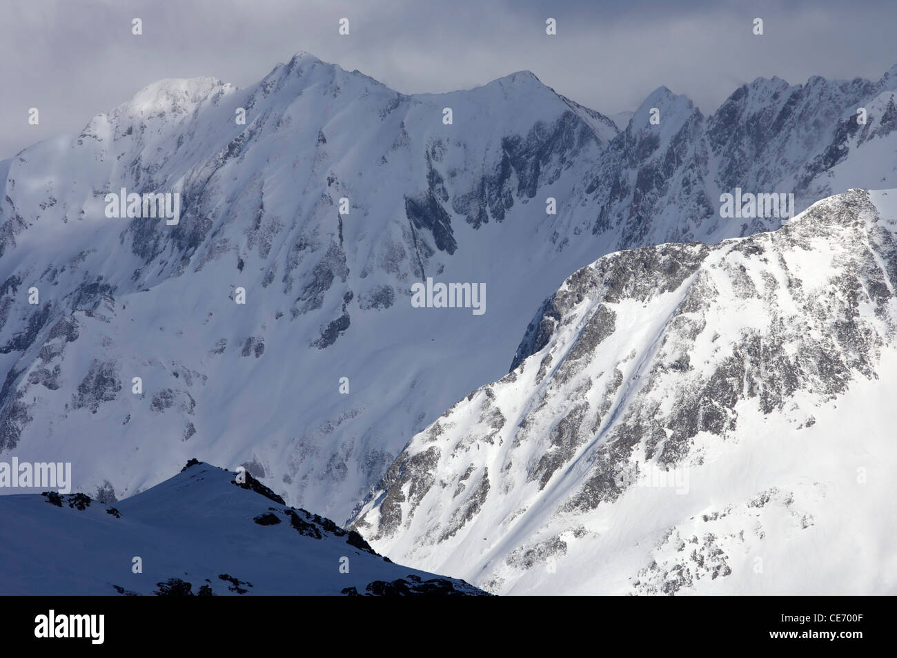 view of snowy mountains in French Pyrenees, France Stock Photo - Alamy