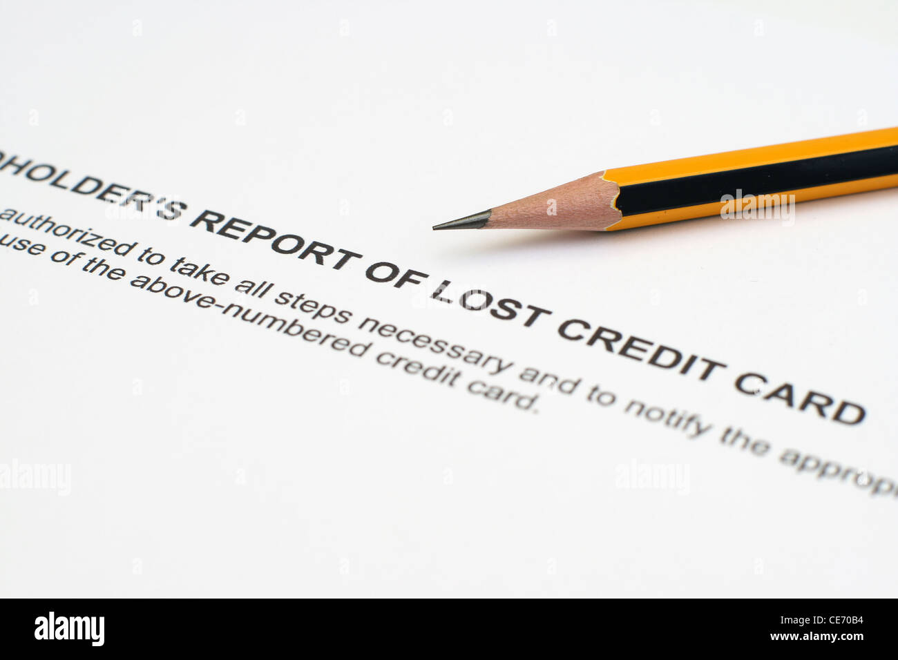 Report of lost credit card Stock Photo - Alamy