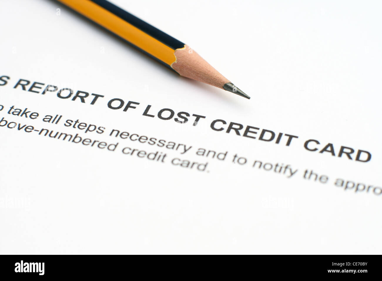 Report of lost credit card Stock Photo - Alamy