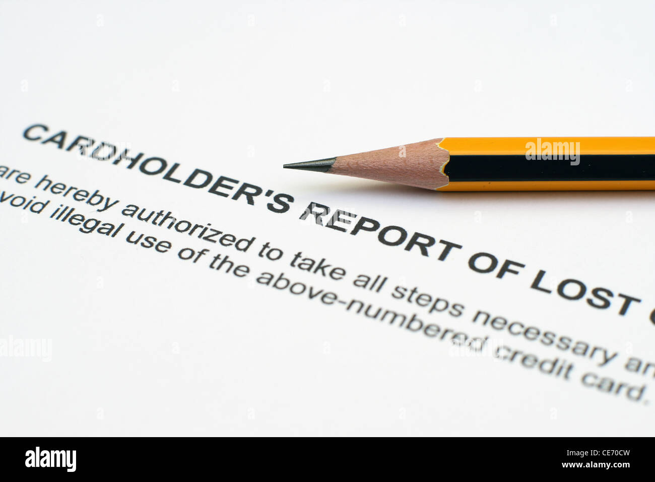 Report of lost credit card Stock Photo - Alamy