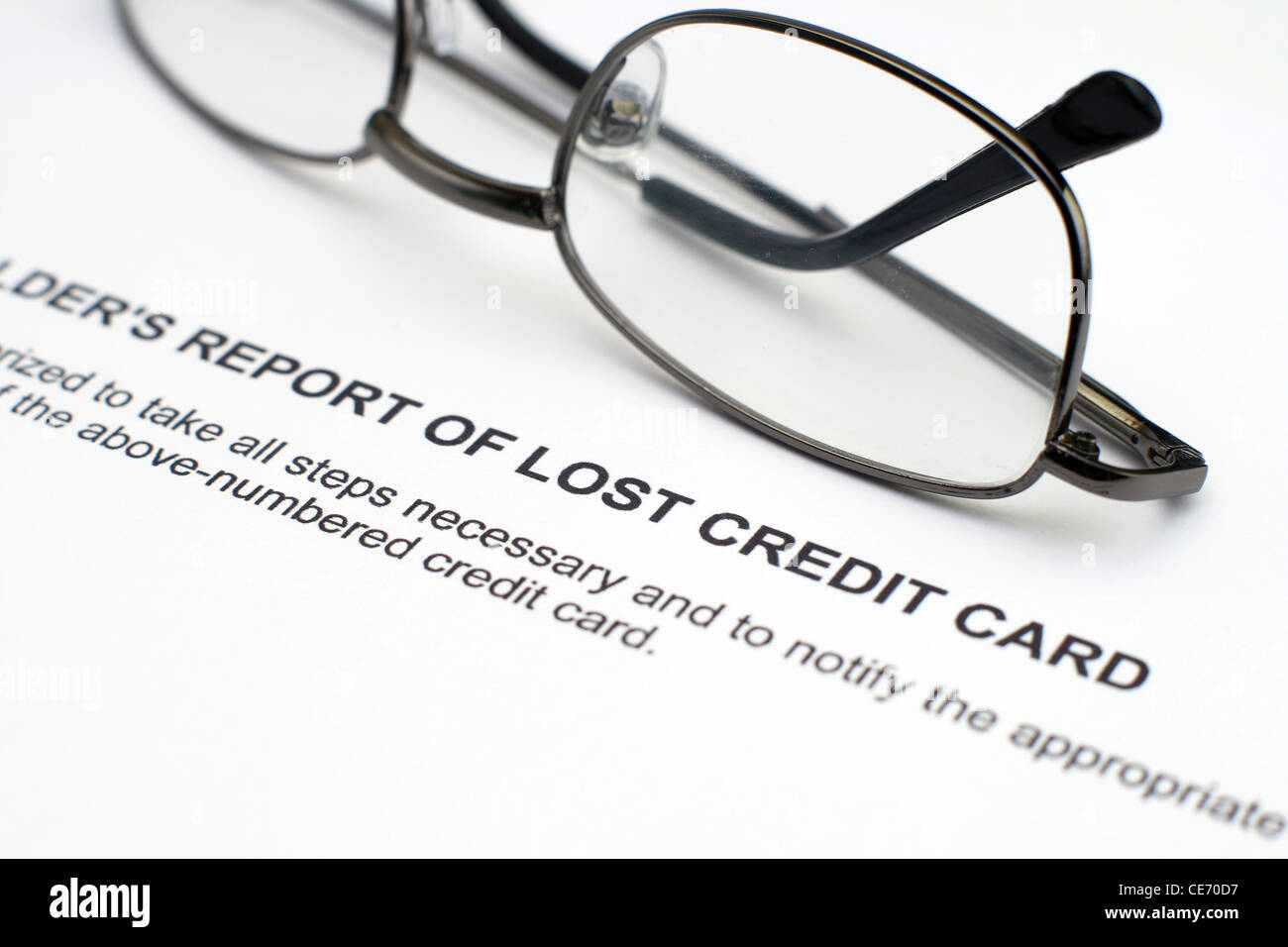 Report of Lost Credit Card Stock Photo - Alamy
