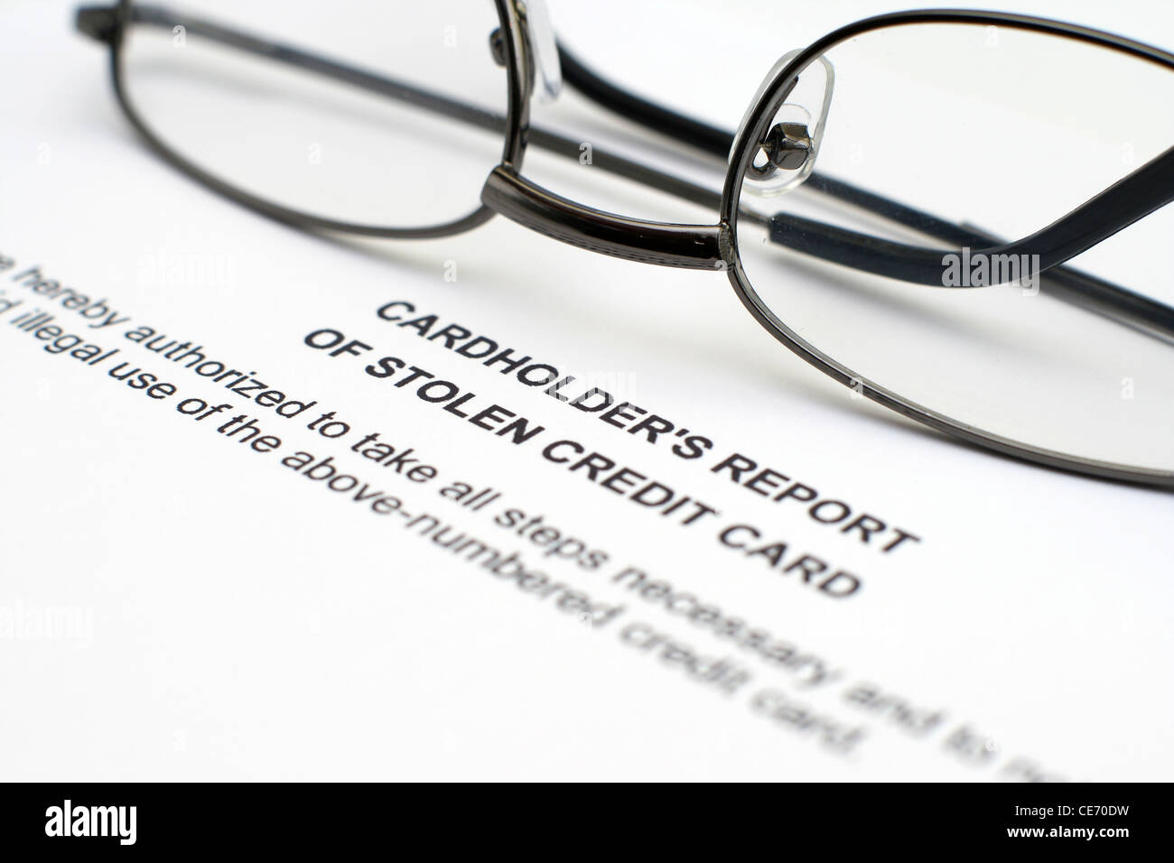 Cardholder's report of stolen card Stock Photo - Alamy
