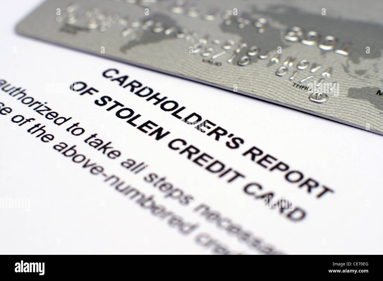 Report of stolen credit card Stock Photo - Alamy
