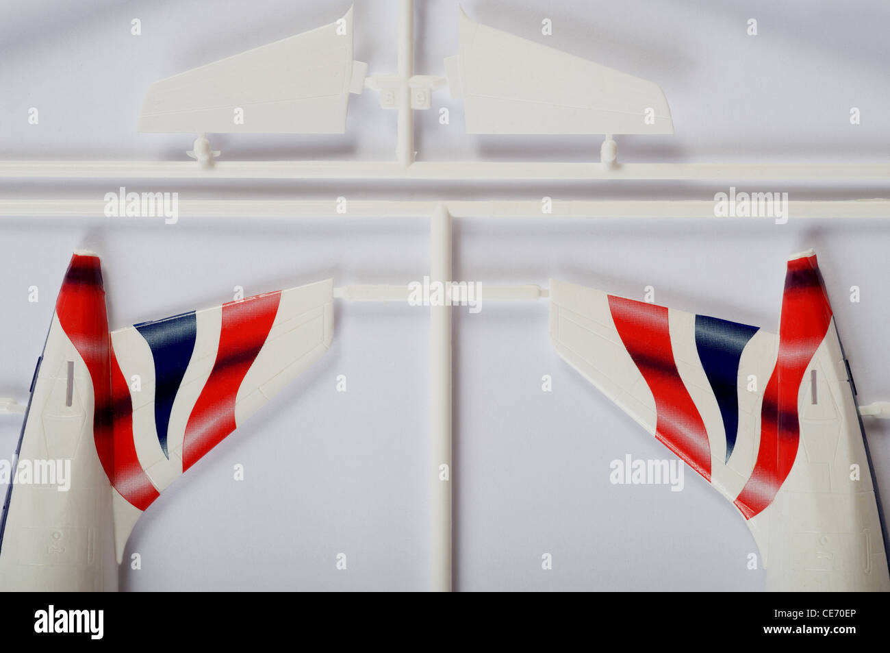 Model of tail fin sections of a British Airways Airbus A319 aircraft ...