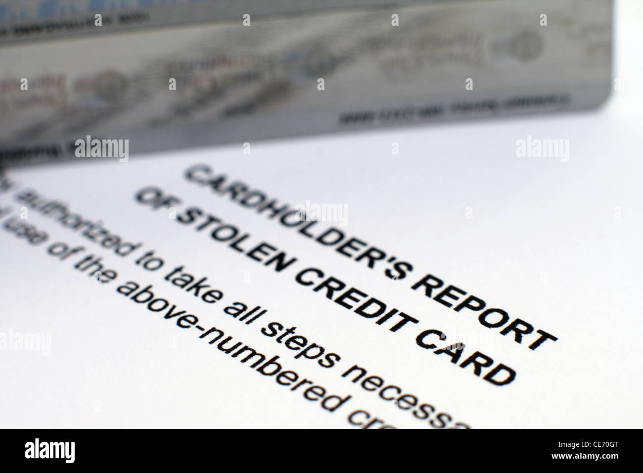 Report of stolen credit card Stock Photo - Alamy