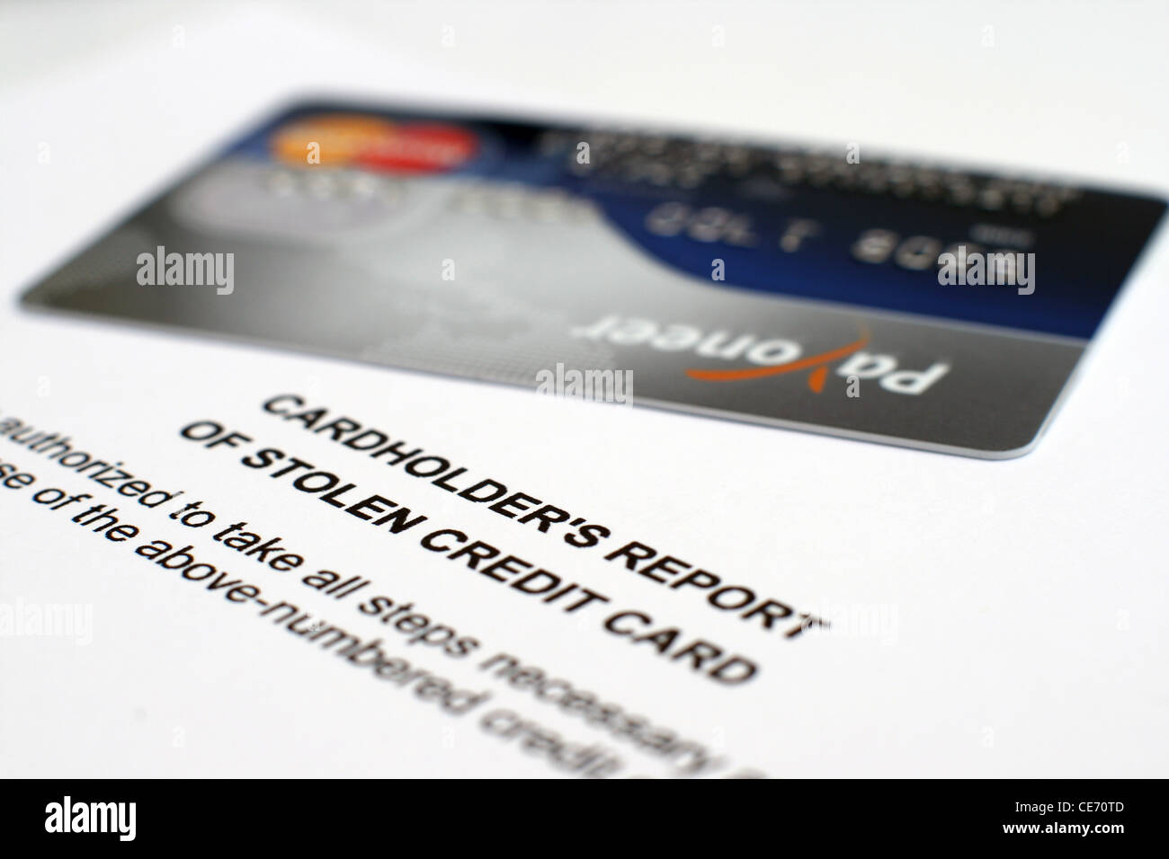 Report of stolen credit card Stock Photo - Alamy