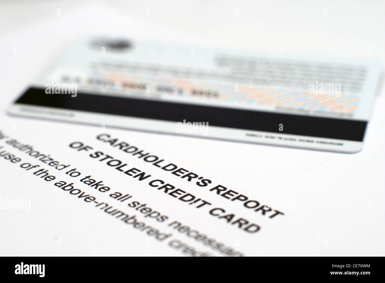 Report of stolen credit card Stock Photo - Alamy