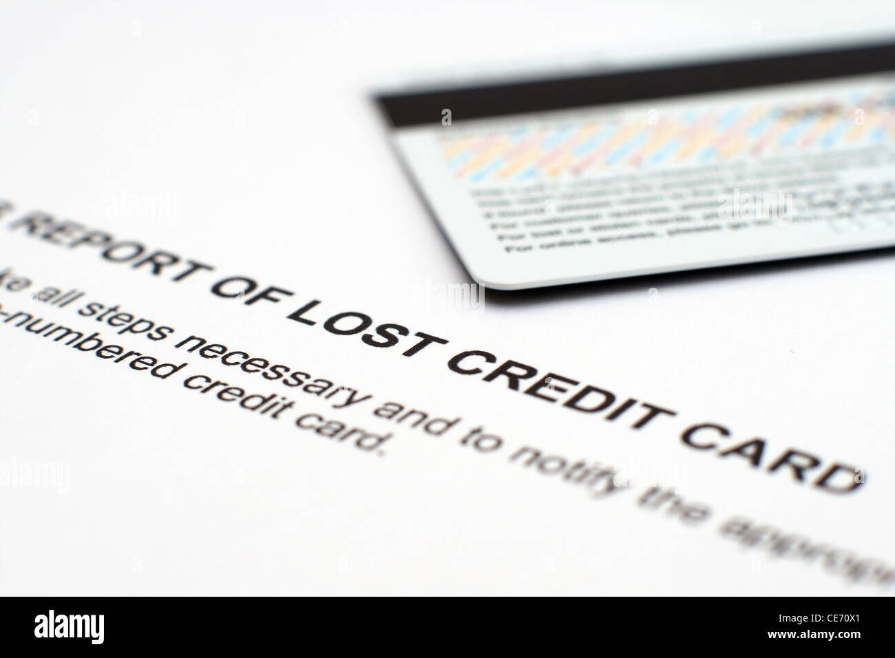 Report of stolen credit card Stock Photo - Alamy