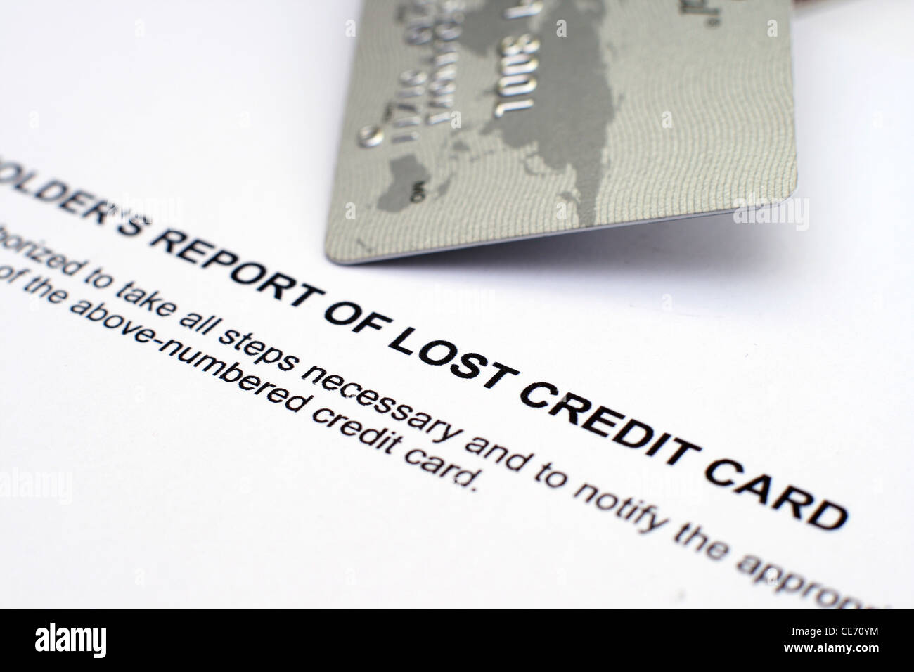 Report of stolen credit card Stock Photo - Alamy