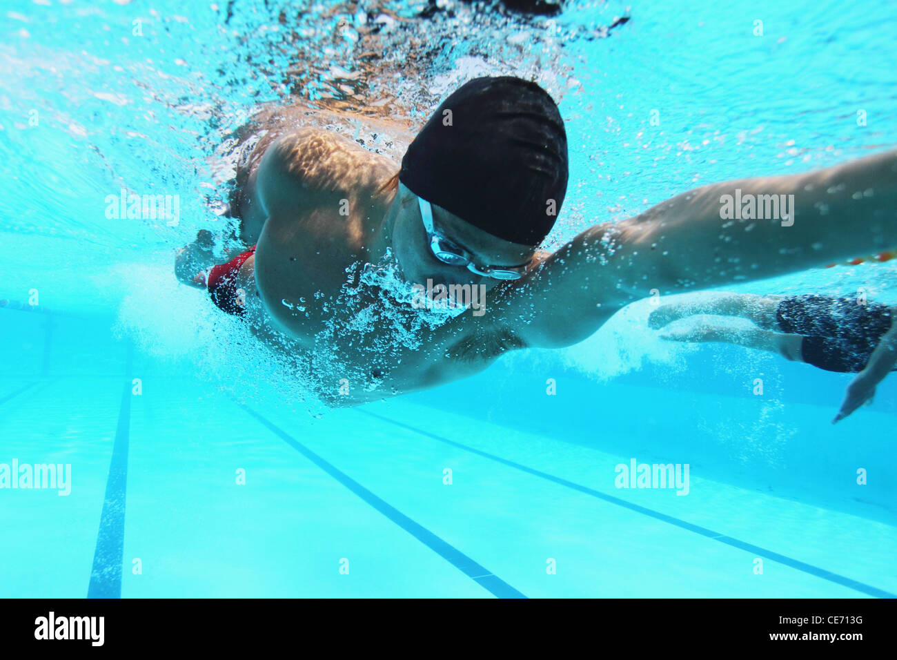 Competition in swimming side view hi-res stock photography and images ...