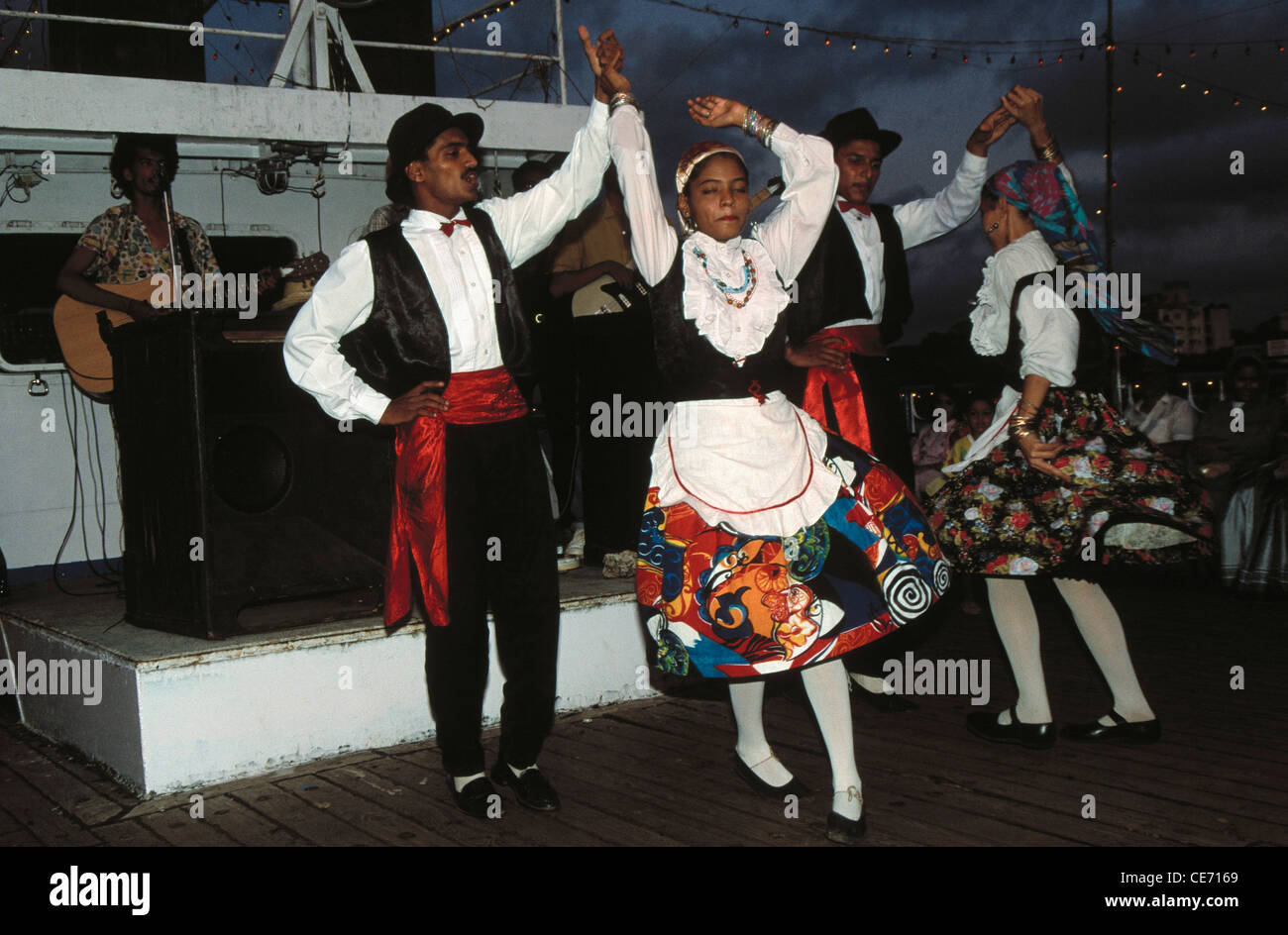 Indian Goan folk dance ; mandovi river cruise ; santa monica boat ; goa ...