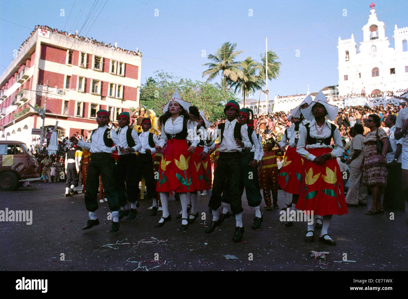 AAD 82579 : people dancing procession Goan Carnival festival ; panjim ...
