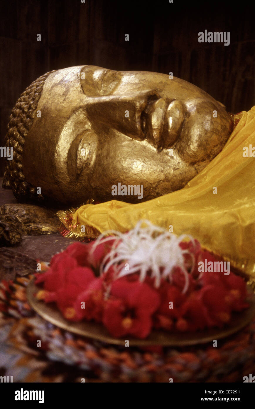 Parinirvana ; Reclining sleeping golden buddha ; mahaparinirvana stupa ...