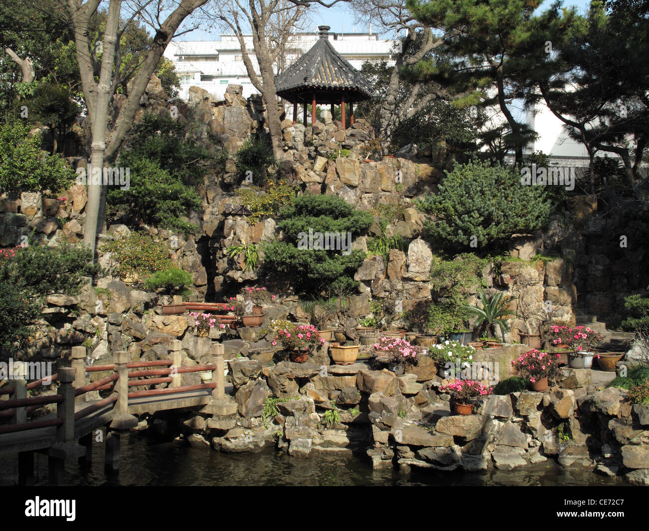 Chinese mountain element of garden - rock garden Stock Photo - Alamy
