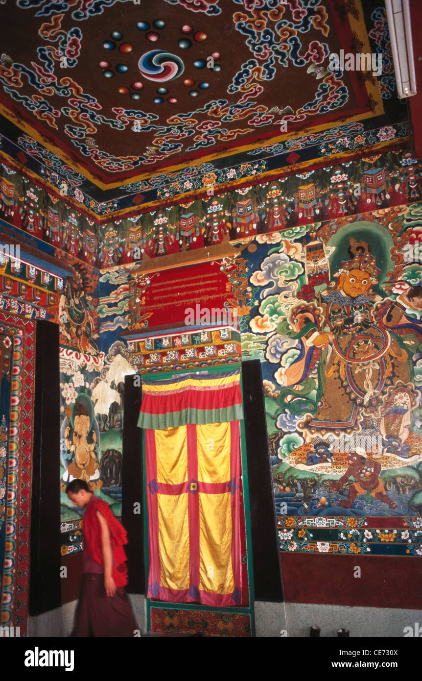 Buddhist monastery wall mural painting ; rumtek monastery ; Rumtek ...