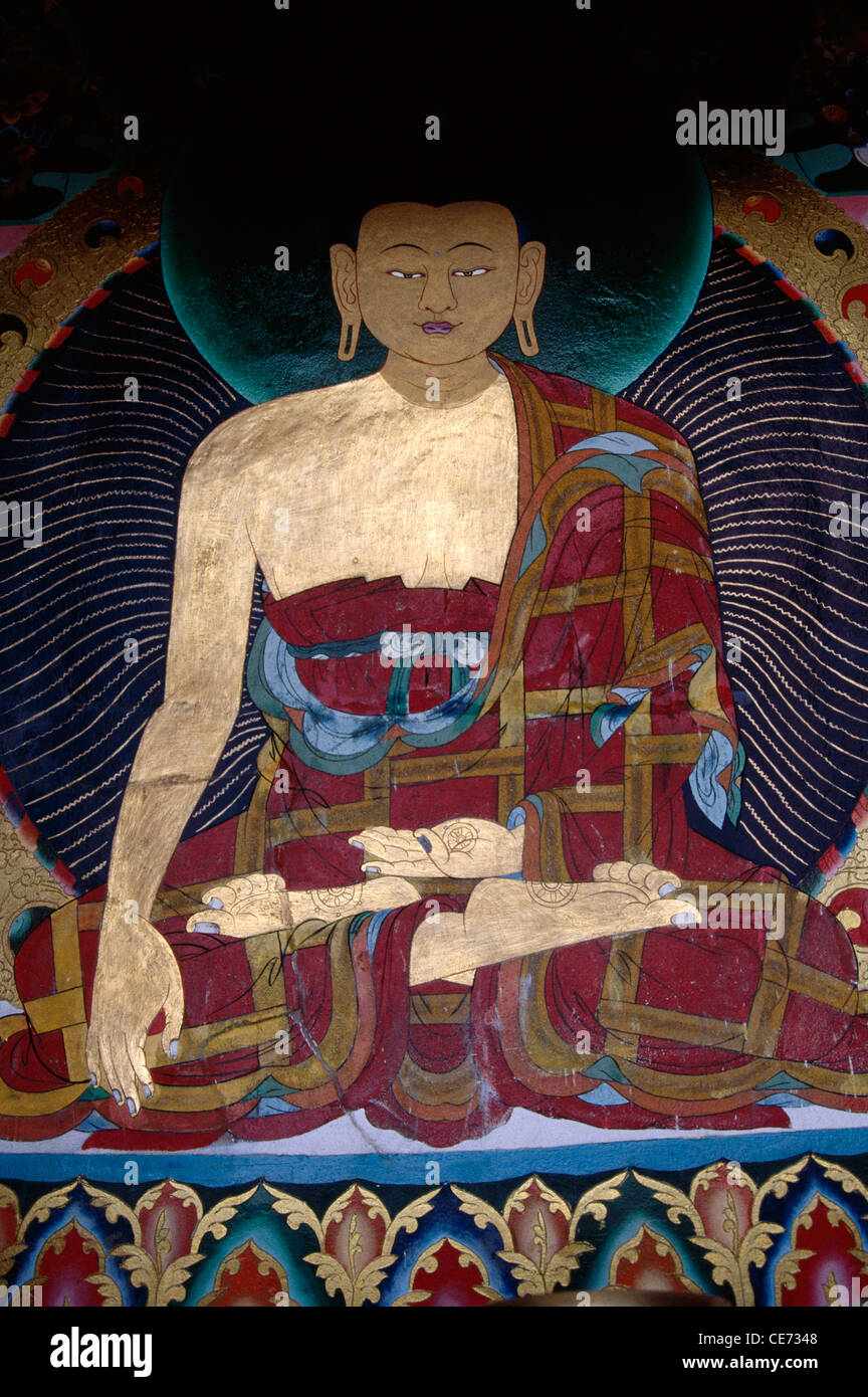 Buddha wall painting ; Rumtek buddhist monastery ; Rumtek Dharma Chakra ...