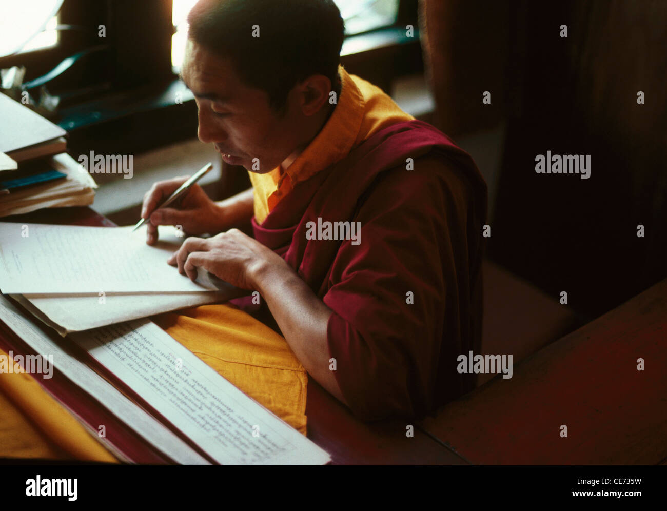 Buddhist monk lama studying in Institute of Tibetology , Sikkim , India ...