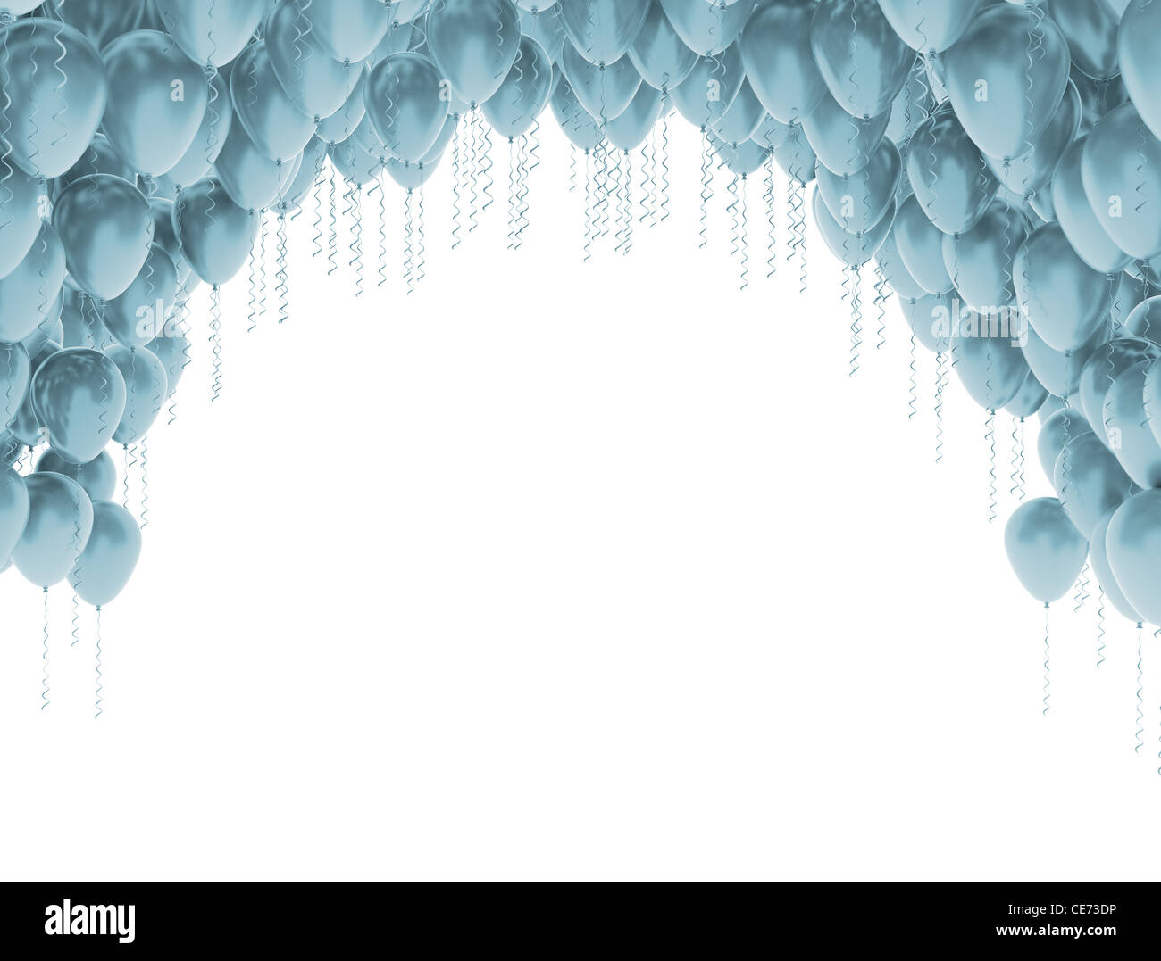 Blue balloons frame isolated on white background Stock Photo - Alamy