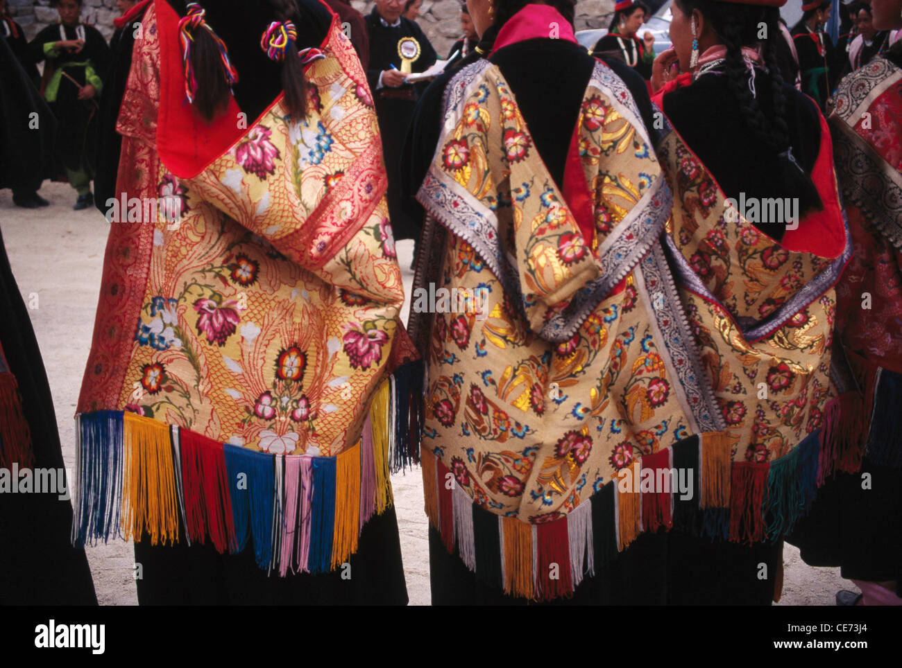 embroidered dress women costume ladakh festival dance ; leh ; ladakh ...