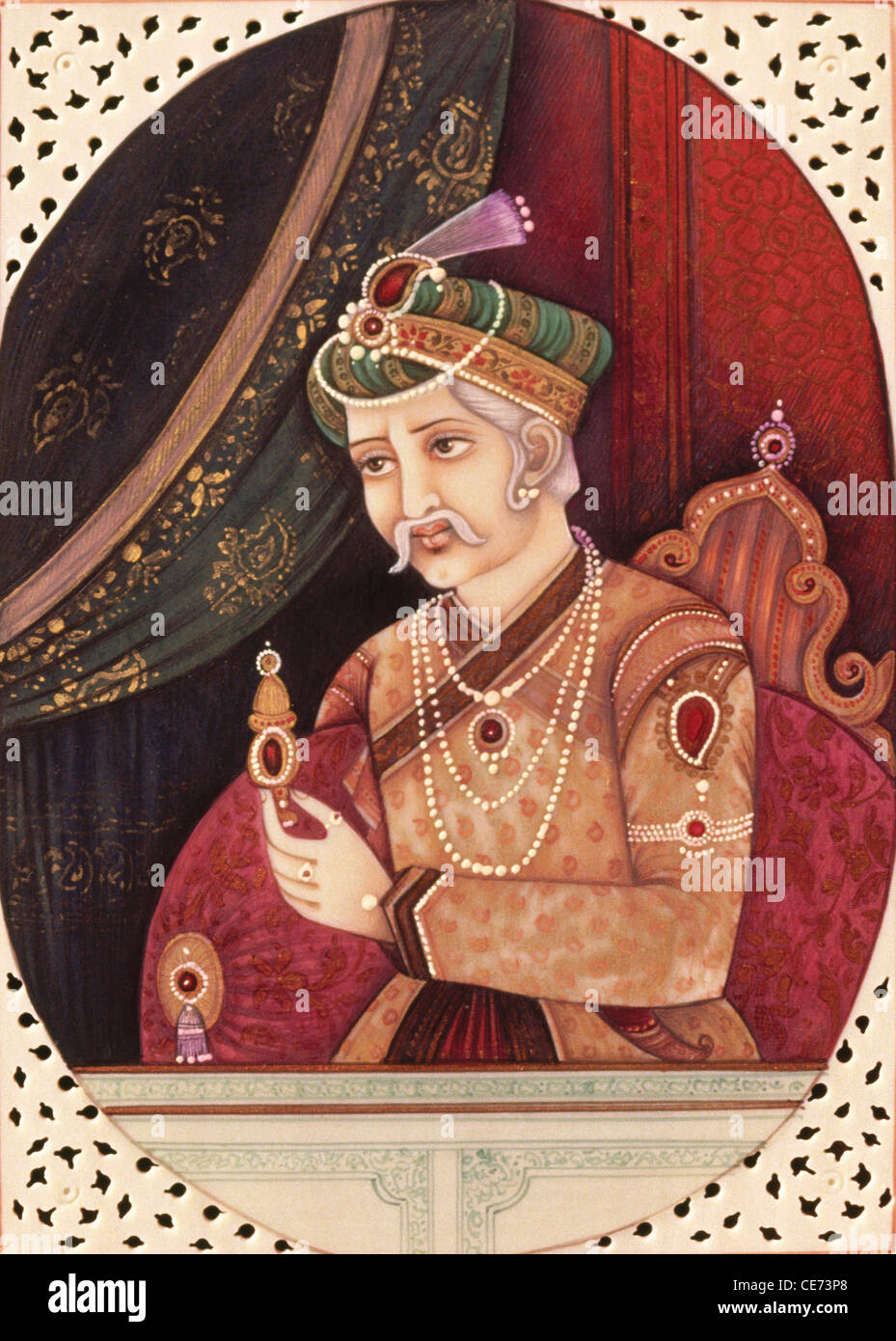 miniature Painting of Mughal Emperor Akbar Stock Photo: 43182560 - Alamy