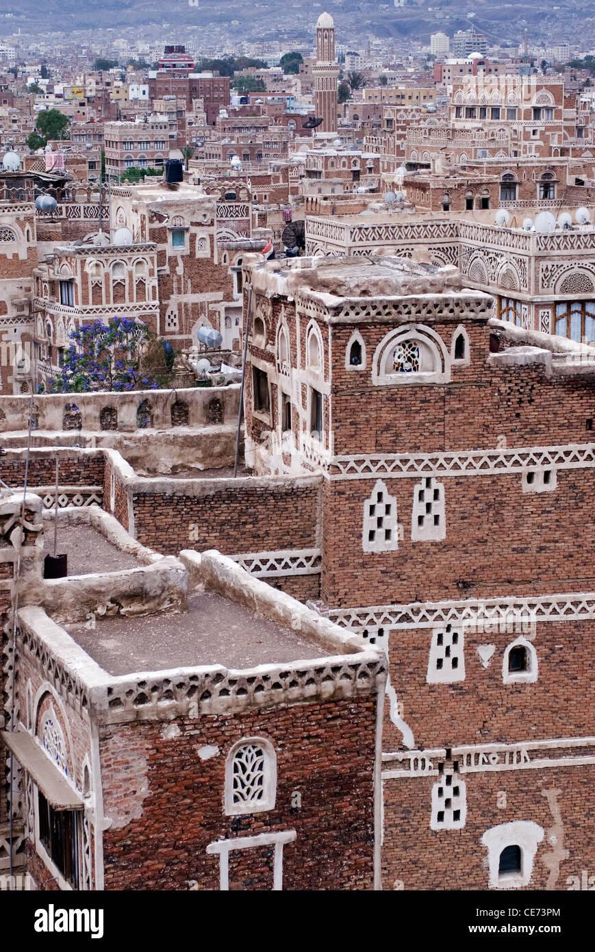View of traditional architecture in the old city of Sana'a, a UNESCO ...
