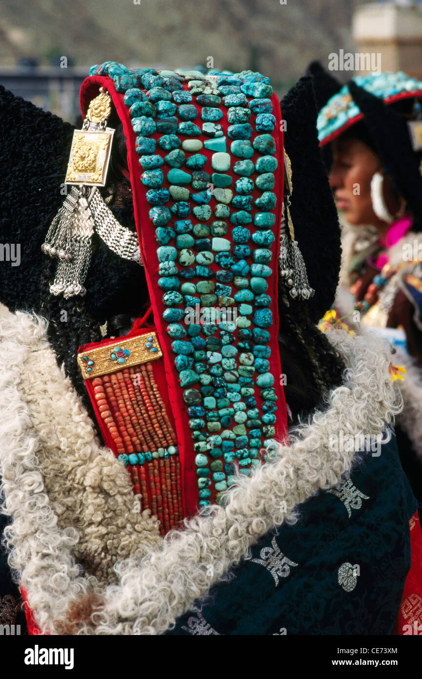 headgear of turquoise stones worn by women at hemis festival leh ladakh ...