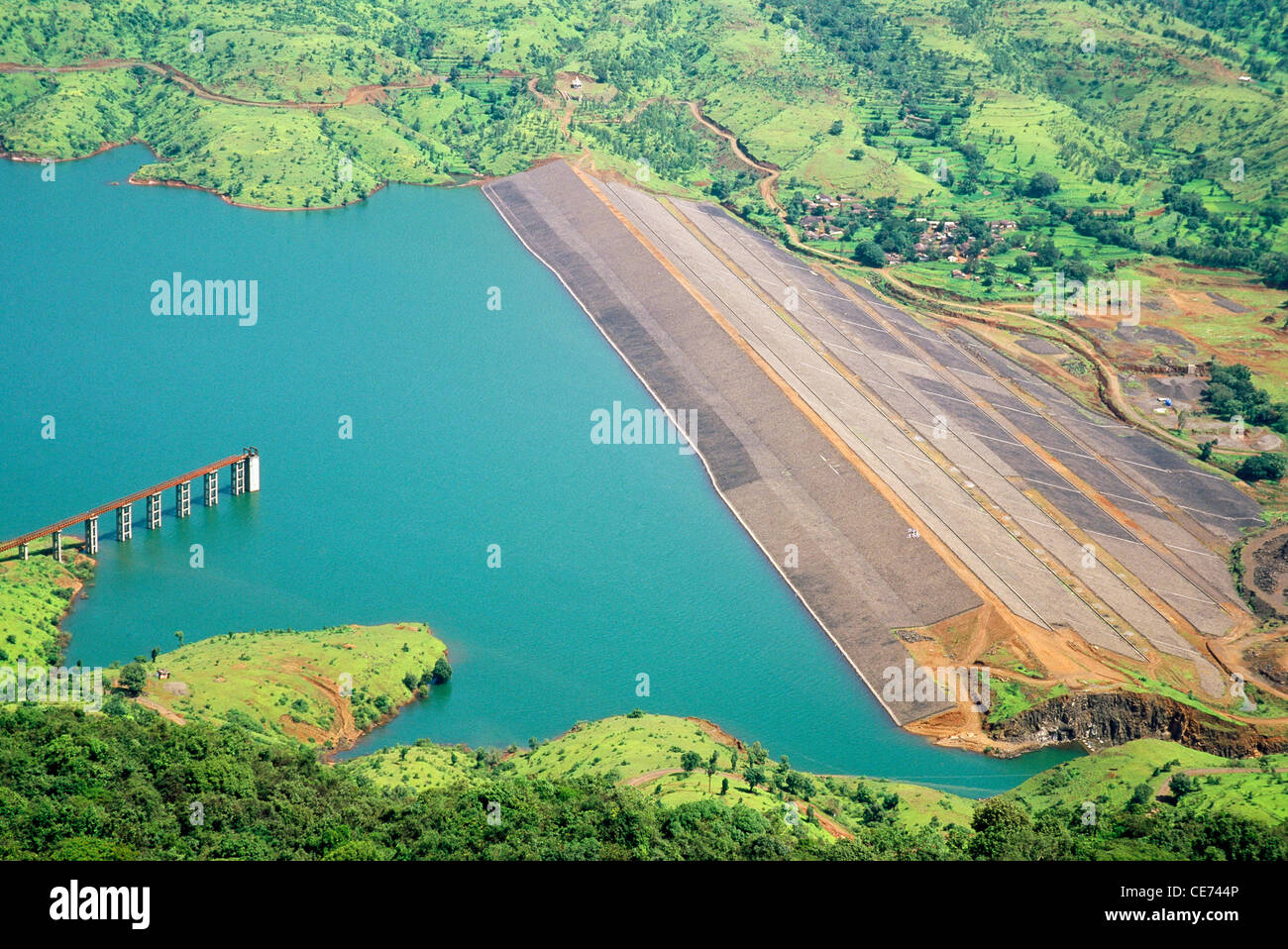 Aerial view of dam Krishna valley project Mahableshwar Maharashtra ...