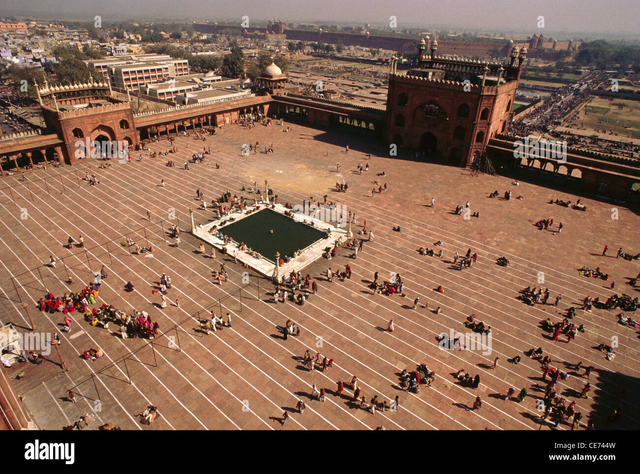 aerial of jama masjid courtyard ; delhi ; india Stock Photo - Alamy