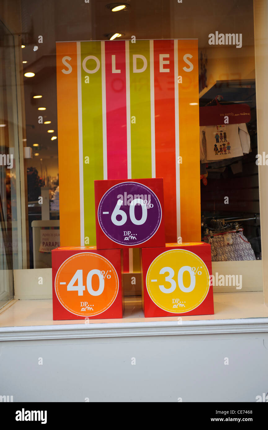 Stock photo of Sale sign ina French shop Stock Photo - Alamy