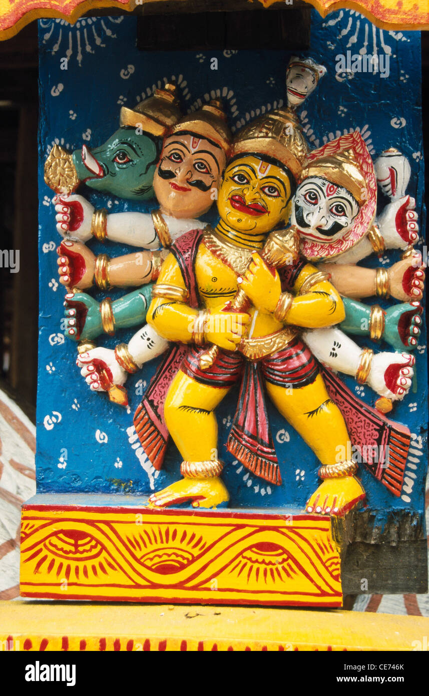 Indian Gods sculpture chariot wheel decoration ; Hanuman ; Ganesh ...