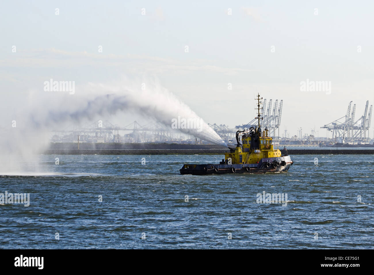 Tug boat fire fighting hi-res stock photography and images - Alamy