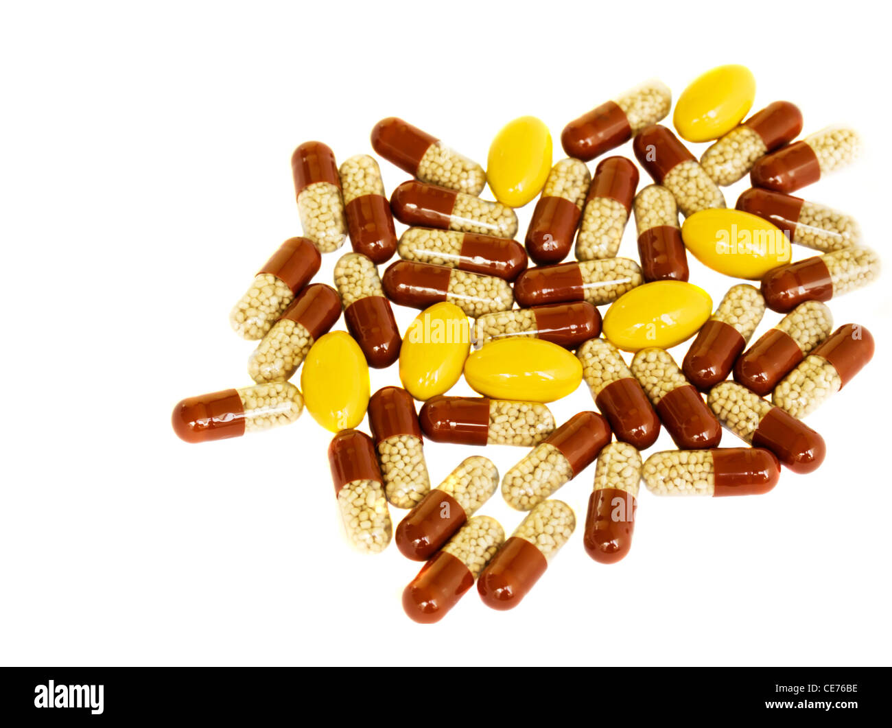 pile of colorful medical capsules isolated on white background Stock ...