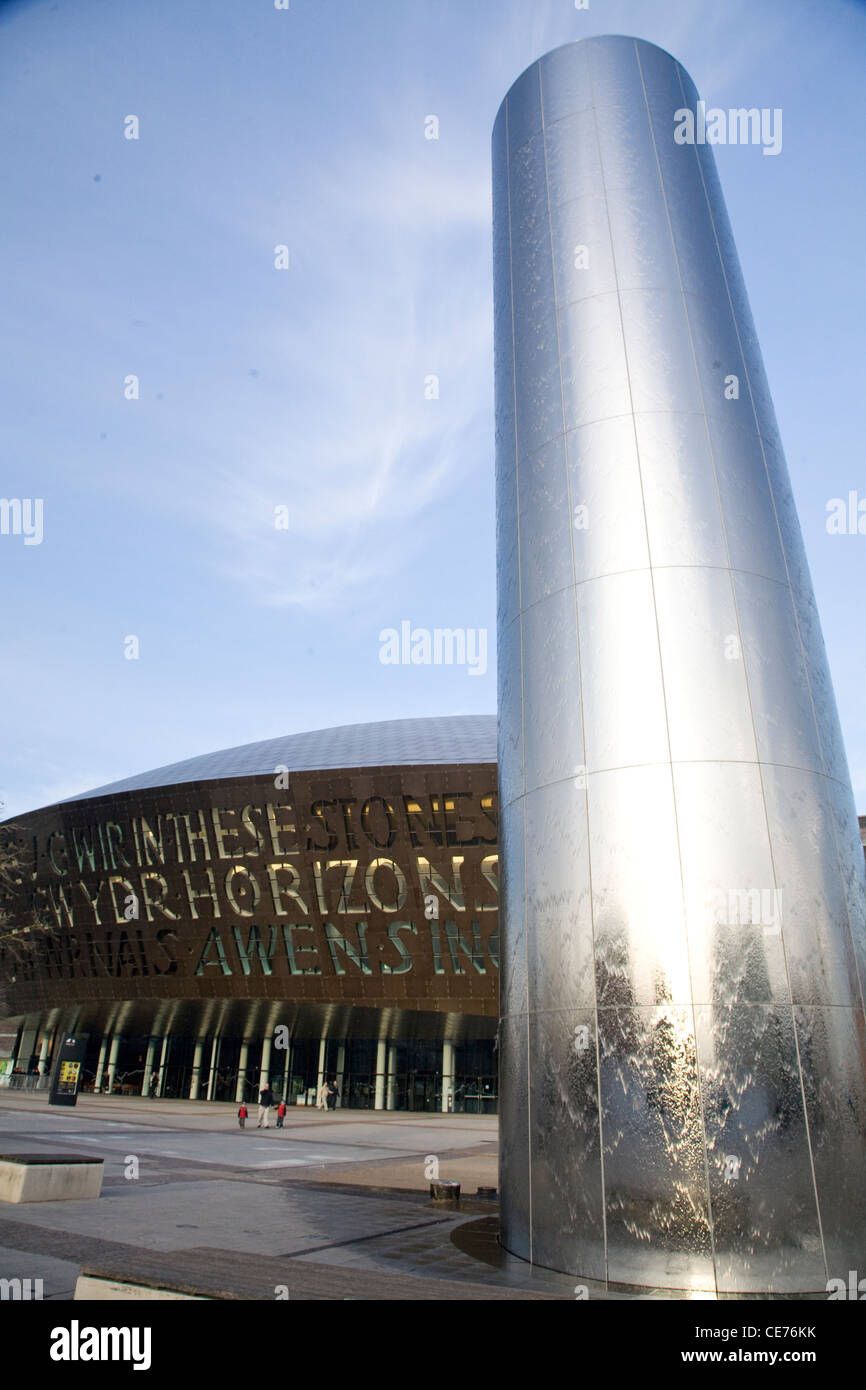 Wales Millennium Centre and the water tower in Cardiff Bay Stock Photo ...