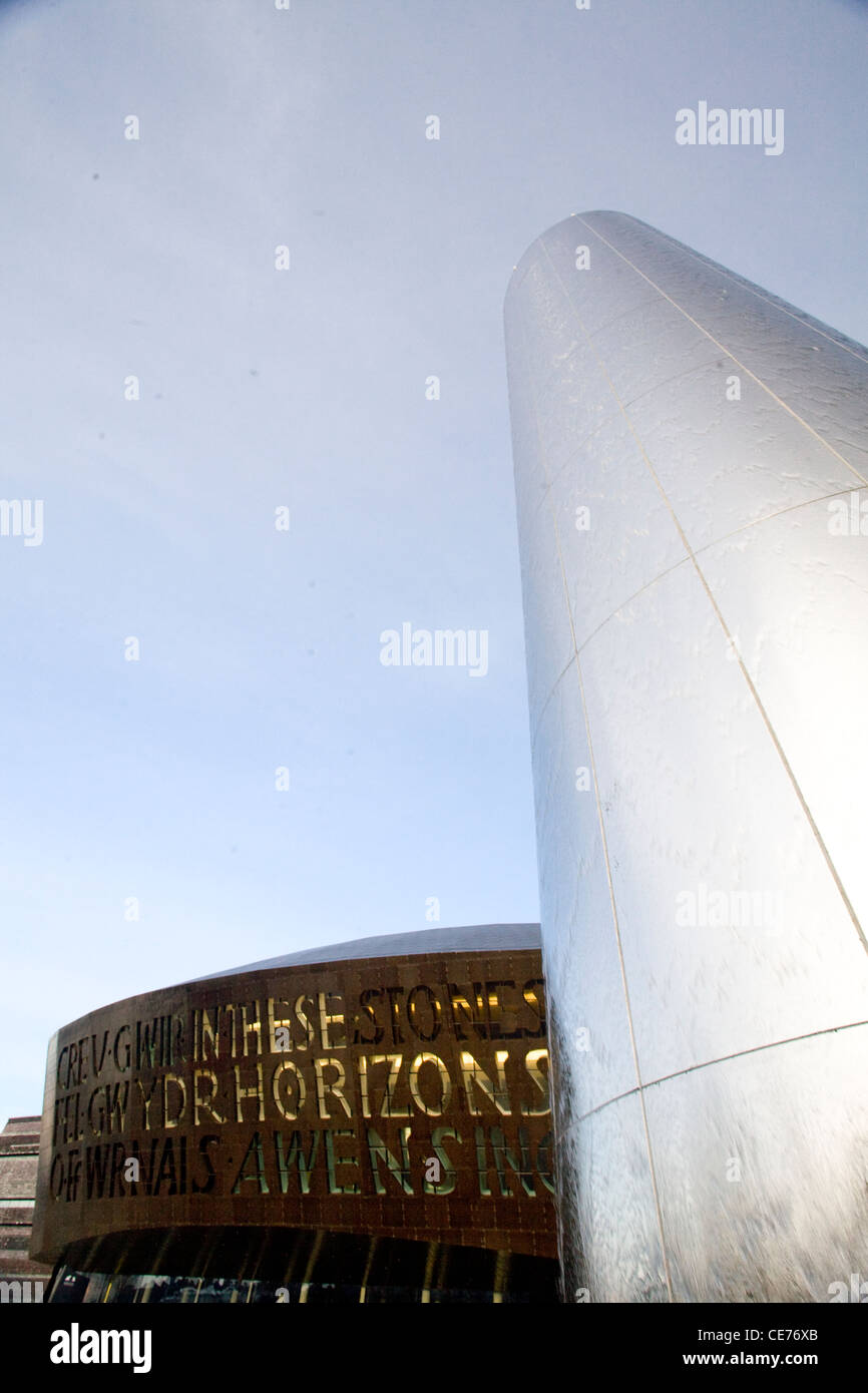 Wales Millennium Centre and the water tower in Cardiff Bay Stock Photo ...