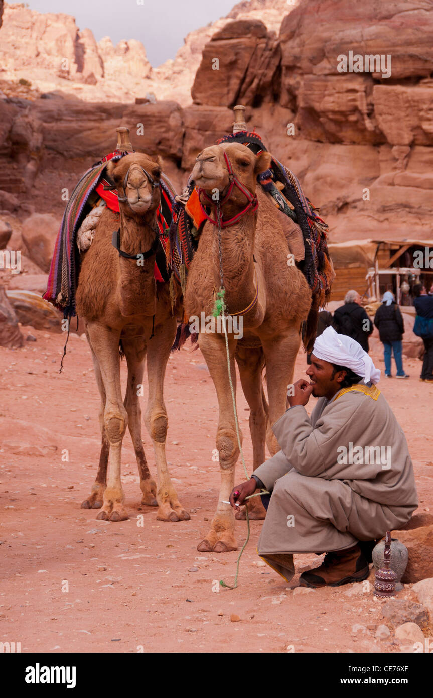 Petra Jordan camel taxi or rides around Petra or just having a smoke ...