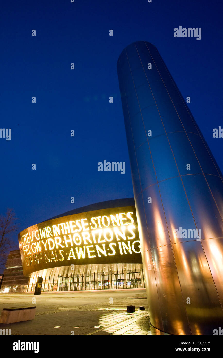 Wales Millennium Centre and the water tower in Cardiff Bay Stock Photo ...