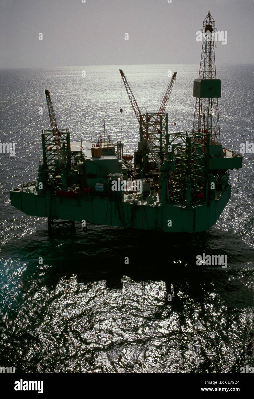 An offshore Santa Fe jackup oil rig drilling in the Red Sea, in ...