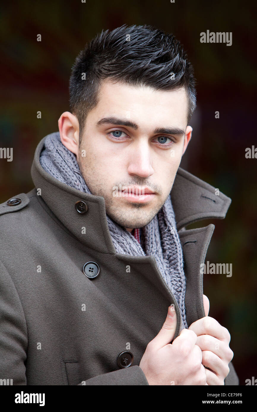 Male model striking a pose in an urban setting, in Leeds, West ...