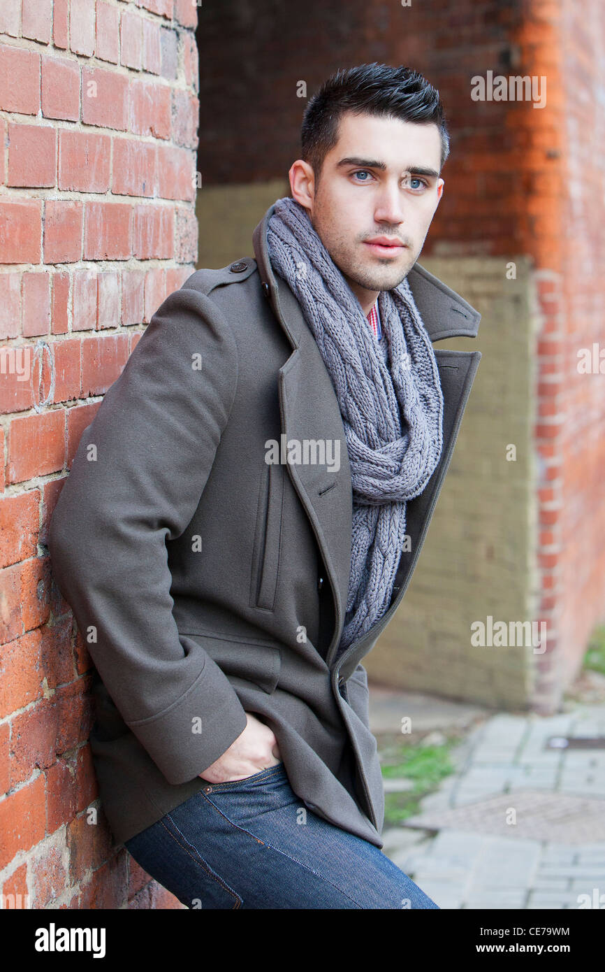 Male model striking a pose in an urban setting, in Leeds, West ...